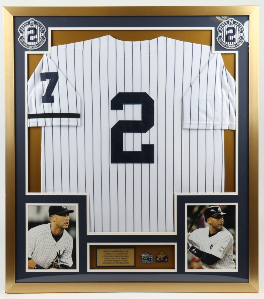 Derek Jeter Custom Framed Jersey Display with 1996 & 1999 Official ...