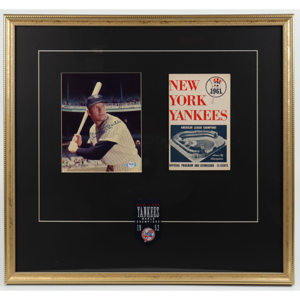 Mickey Mantle Signed Yankees Custom Framed Photo Display with with ...