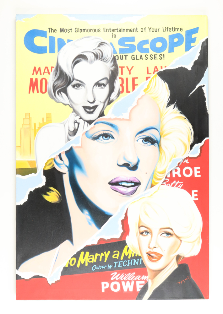Hector Monroy Signed "Marilyn Monroe" 28x40 Oil Painting on Canvas (PA ...