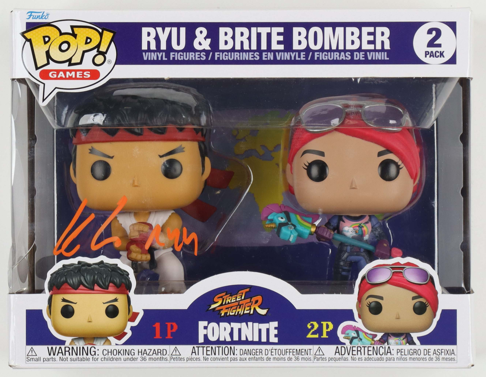 Kyle Hebert Signed "Street Fighter / Fortnite" Ryu & Brite Bomber Funko ...