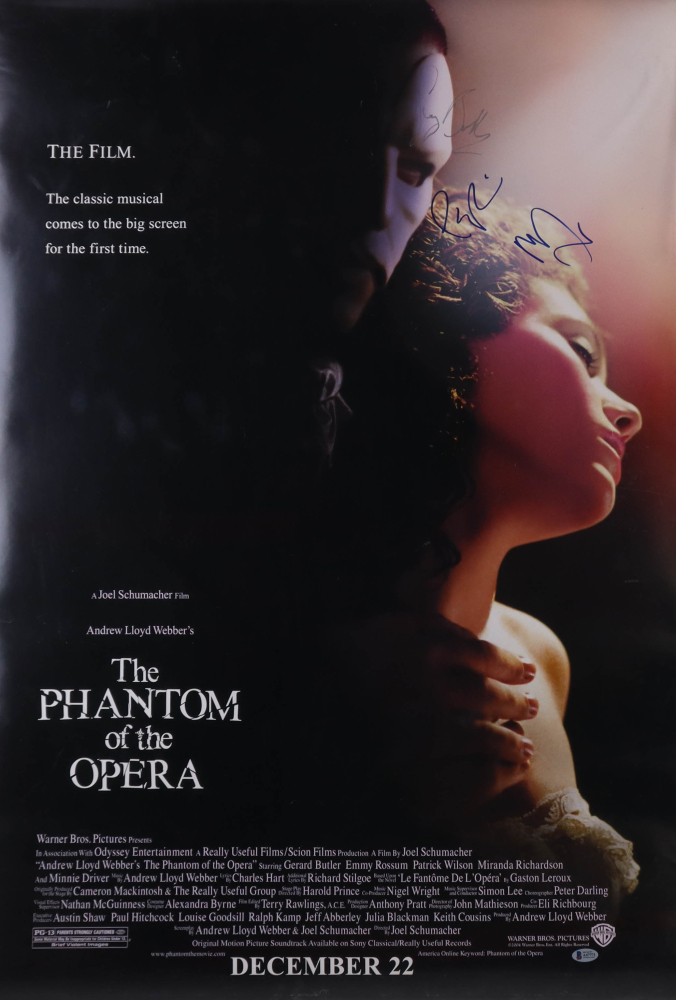 Gerard Butler, Patrick Wilson & Minnie Driver Signed "The Phantom of ...