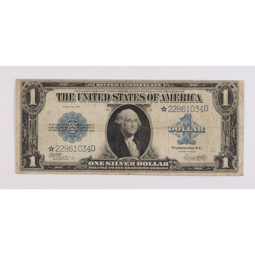 1923 $1 One Dollar Federal Reserve Blue Seal Large Size Silver ...