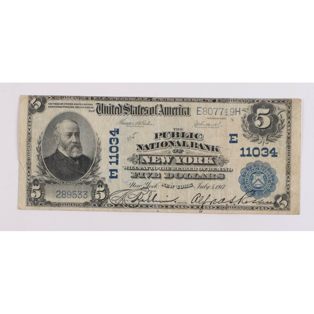 1902 $5 Five-Dollars U.S. National Currency Large-Size Bank Note - The ...