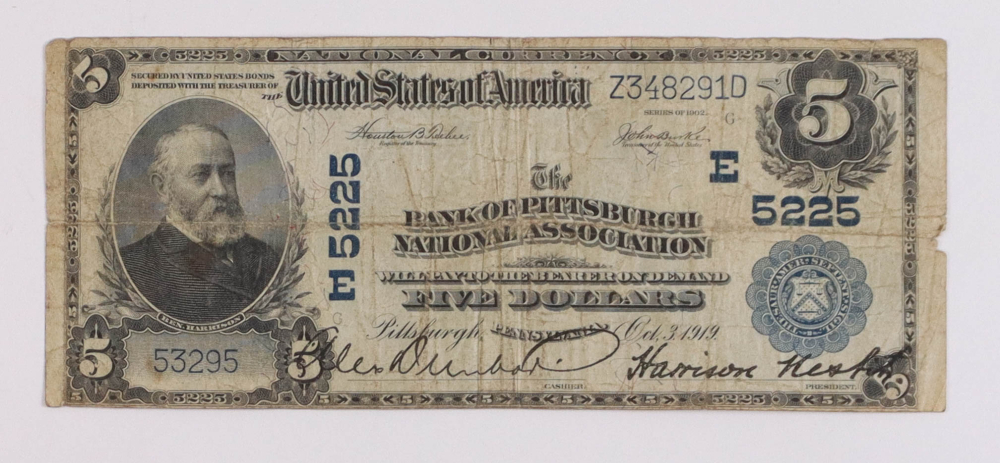 1902 $5 Five-Dollars U.S. National Currency Large-Size Bank Note - The ...