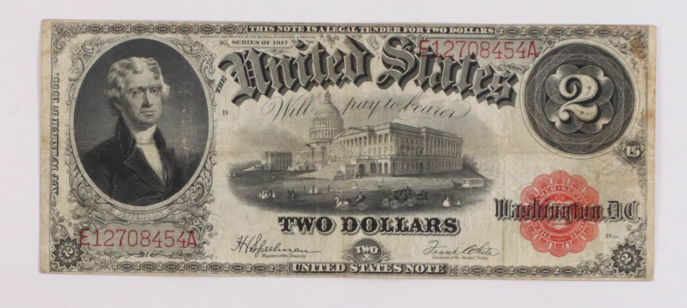 1917 $2 Two Dollar Red Seal U.S. Legal Tender Note | Pristine Auction