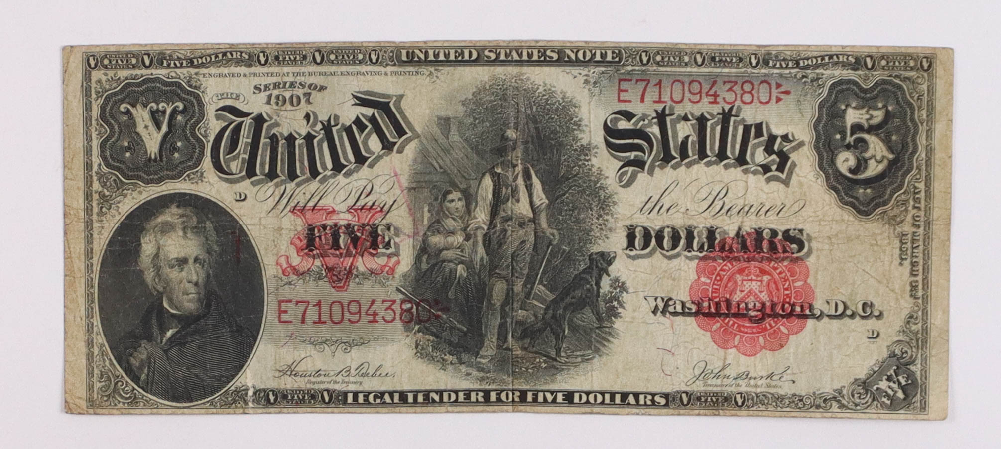 1907 $5 Five Dollar U.S. Bank Note | Pristine Auction