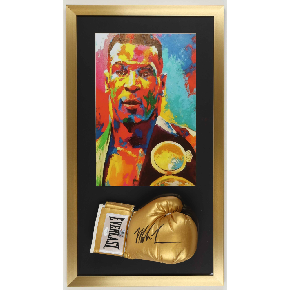 Mike Tyson Signed Custom Framed Boxing Glove Display With Art Print