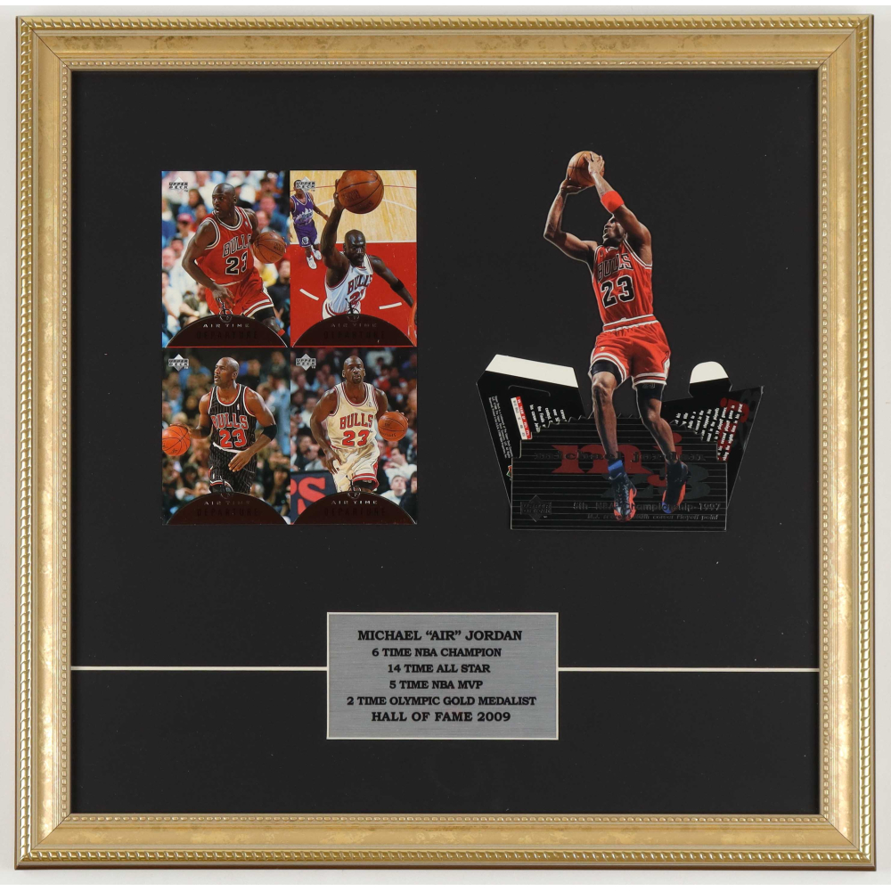 Michael Jordan Custom Framed (4) Upper Deck Uncut Sheet Card Display ...