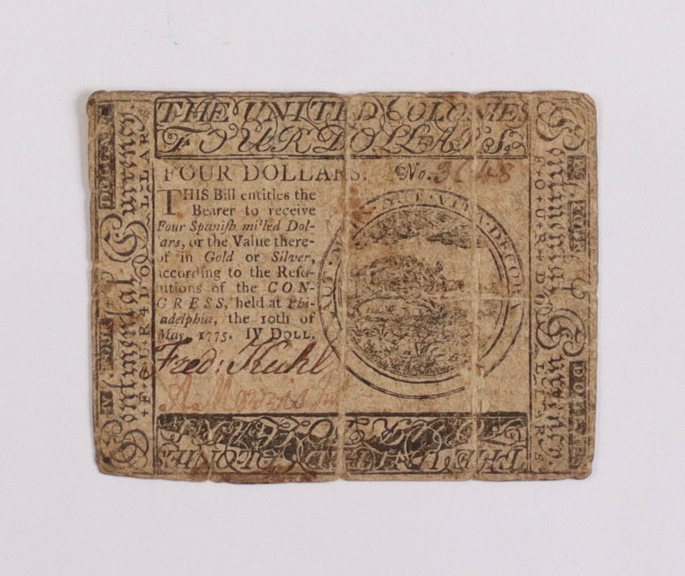1775 $4 Four Dollars - Philadelphia - Colonial Currency Note | Pristine ...