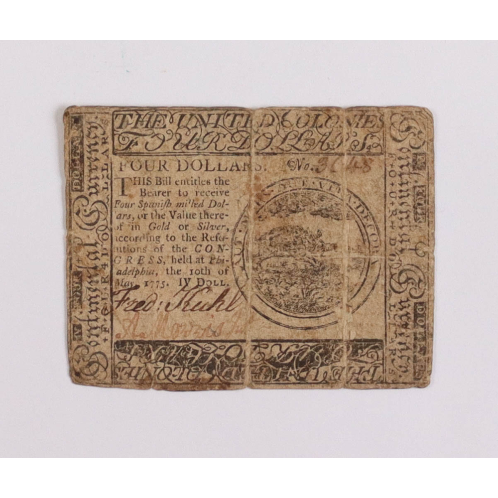 1775 $4 Four Dollars - Philadelphia - Colonial Currency Note | Pristine ...