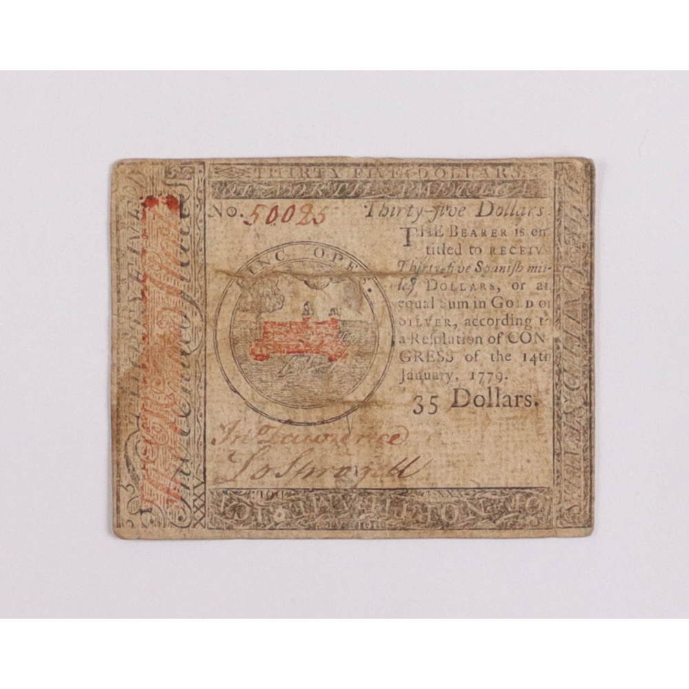 1779 $35 Thirty-Five Dollars - Hall and Sellers - Colonial Currency ...
