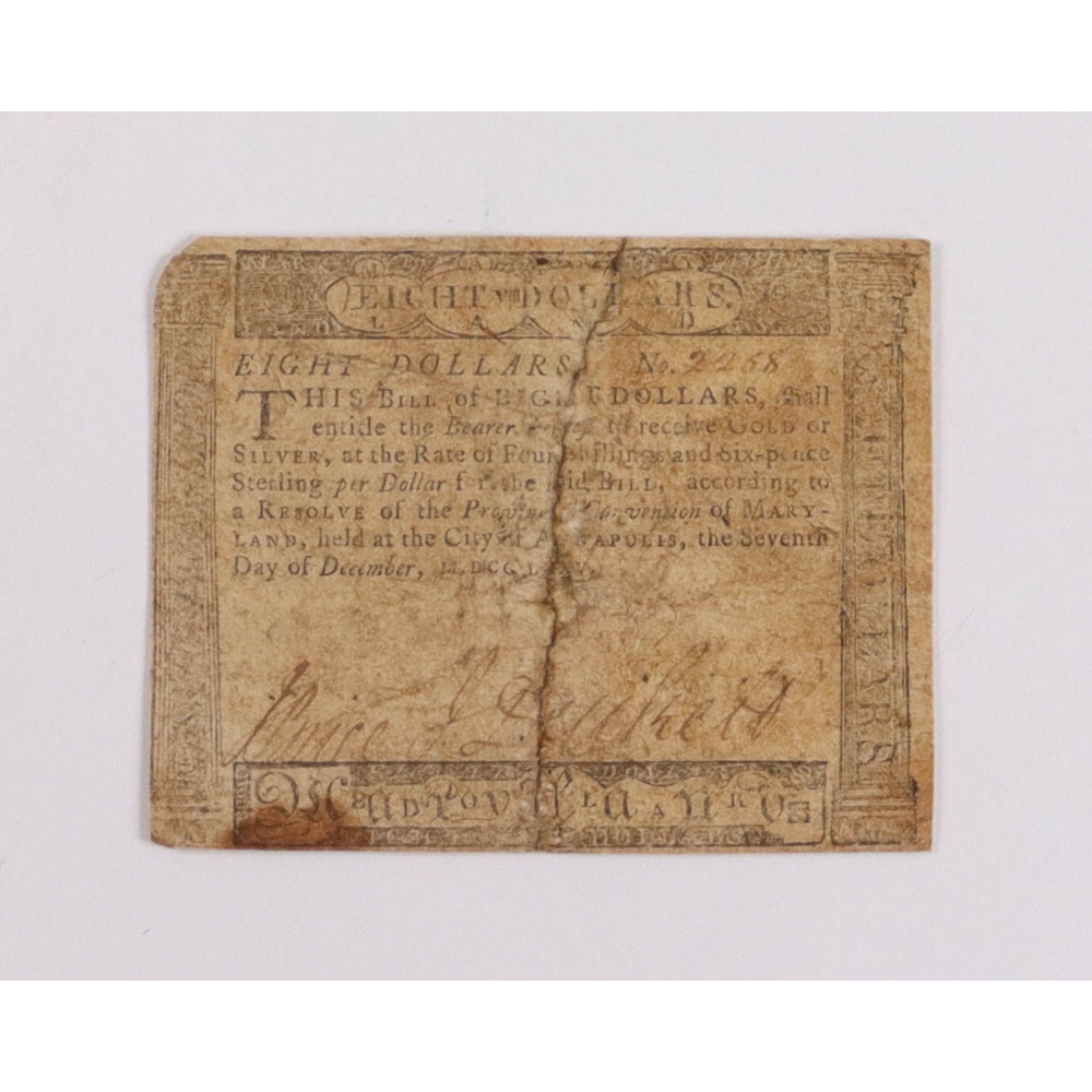 1700s $8 Eight Dollars - Annapolis - Colonial Currency Note | Pristine ...