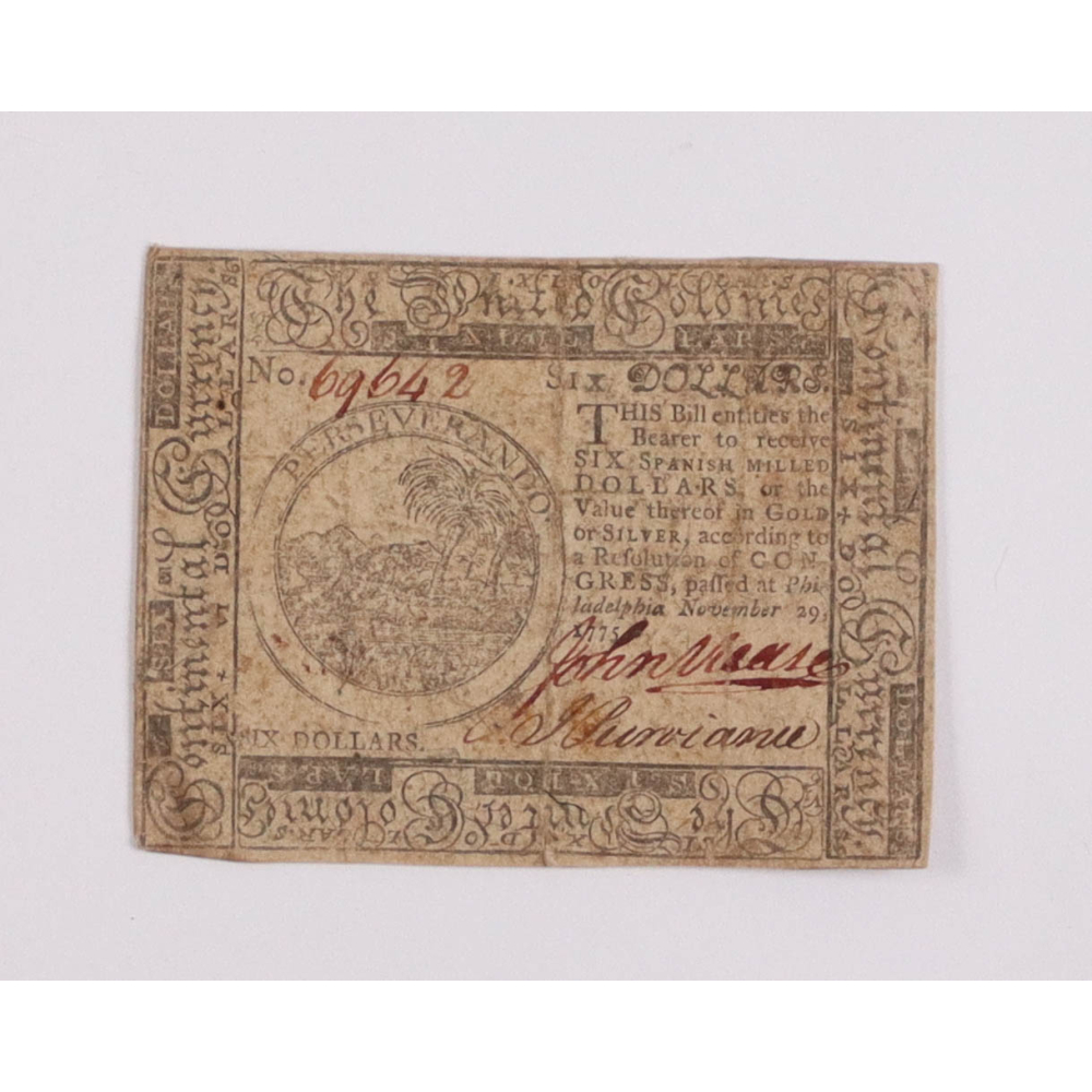 1775 $6 Six Dollars - Philadelphia - Colonial Currency Note | Pristine ...