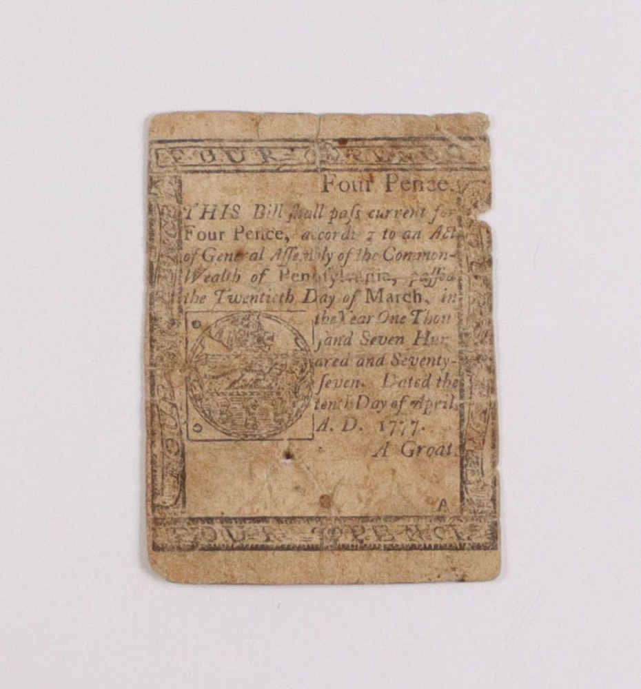 1777 Four Pence - Philadelphia - Colonial Currency Note | Pristine Auction