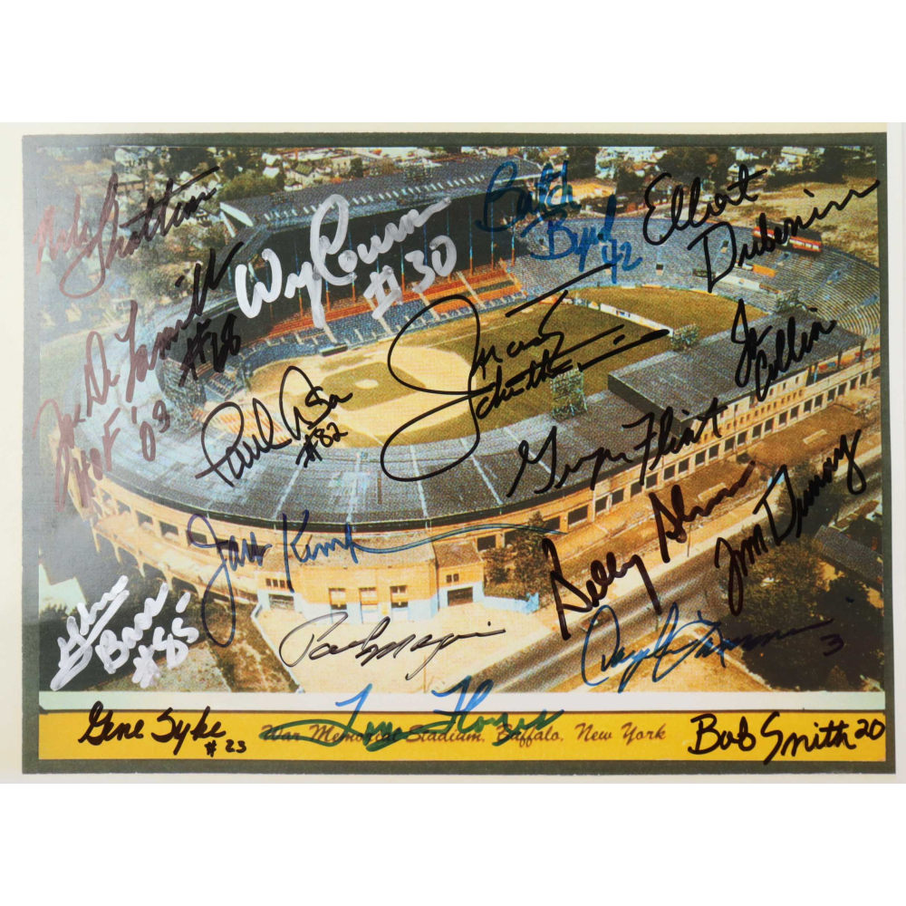 Bills Greats Photo Signed by (18) with Jack Kemp, Tom Fears, Daryl ...