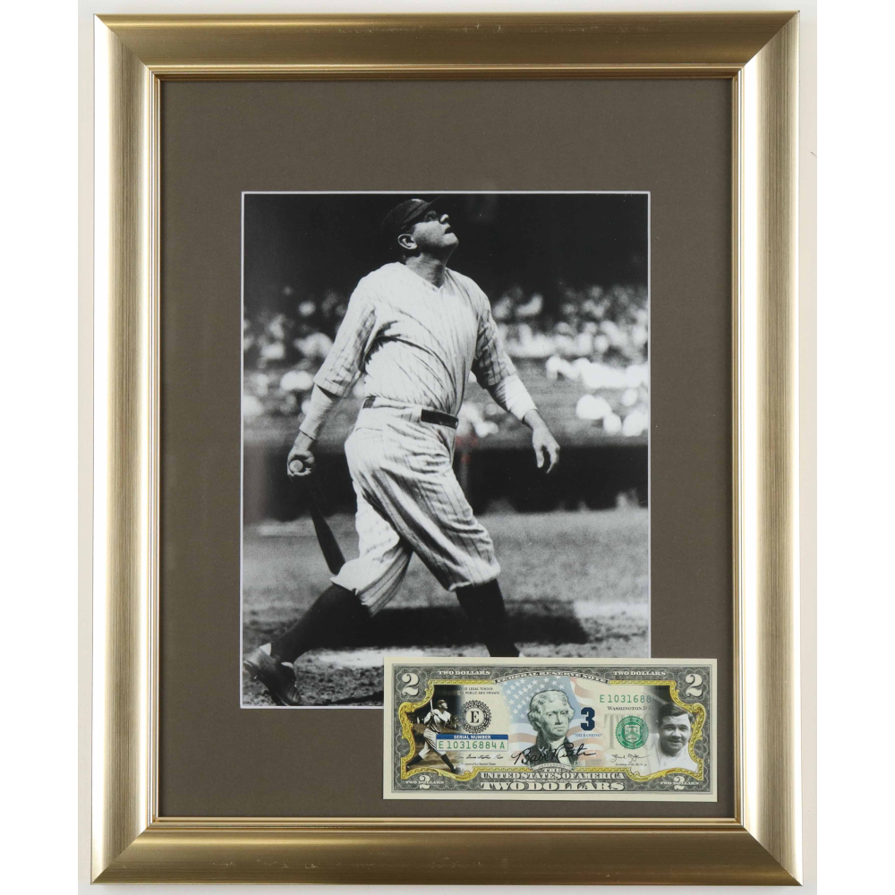 Babe Ruth Yankees Custom Framed Photo with Colorized U.S. Currency ...