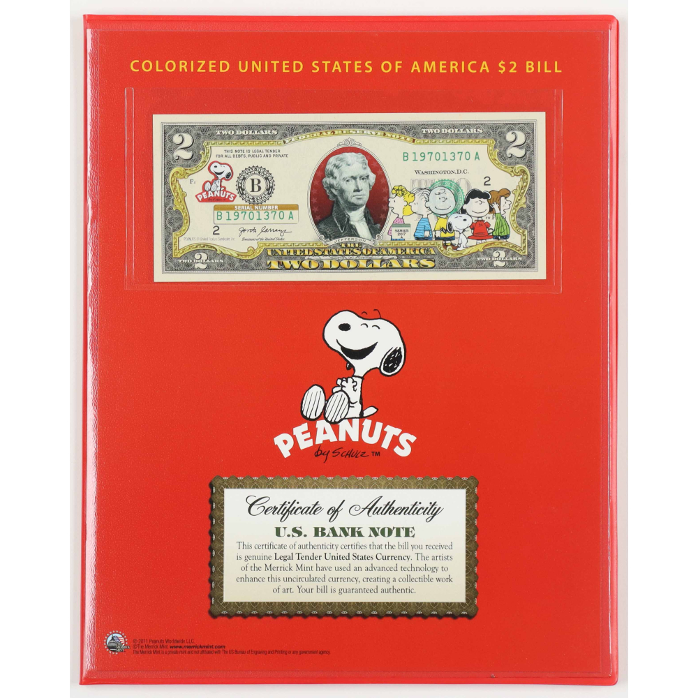 Collector Bill Peanuts Memorabilia PEANUTS Licensed $2 Bill – Charlie ...