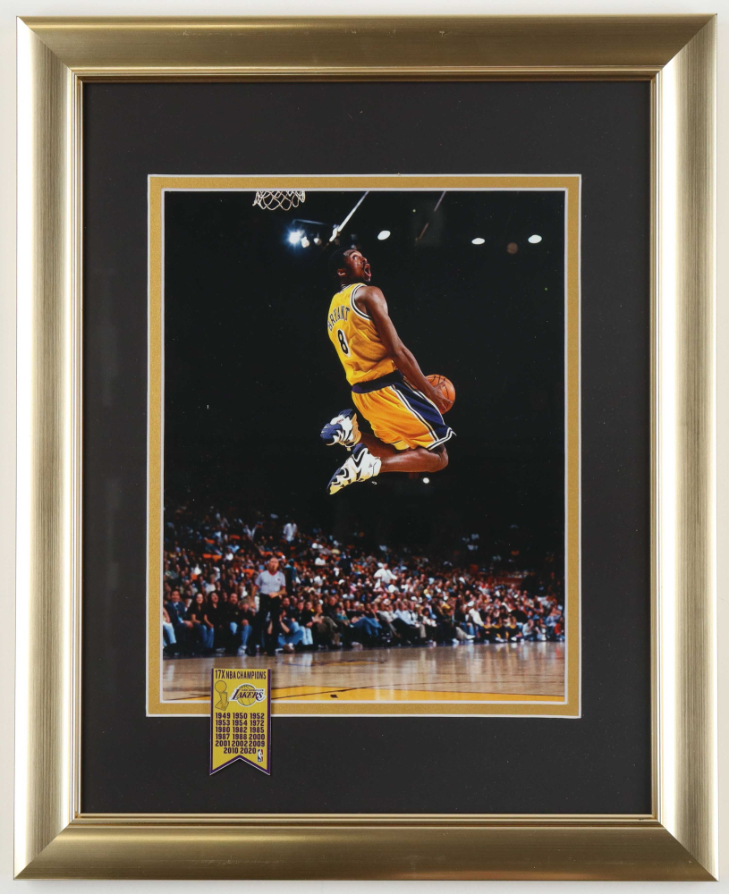 Kobe Bryant Lakers Custom Framed Photo with Mini Metal Lakers ...