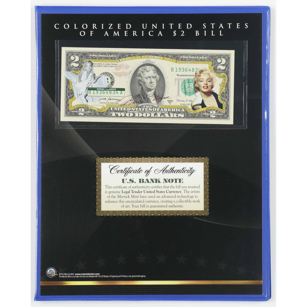 Marilyn Monroe Genuine Legal Tender Colorized U.S. $2.00 Two Dollar ...