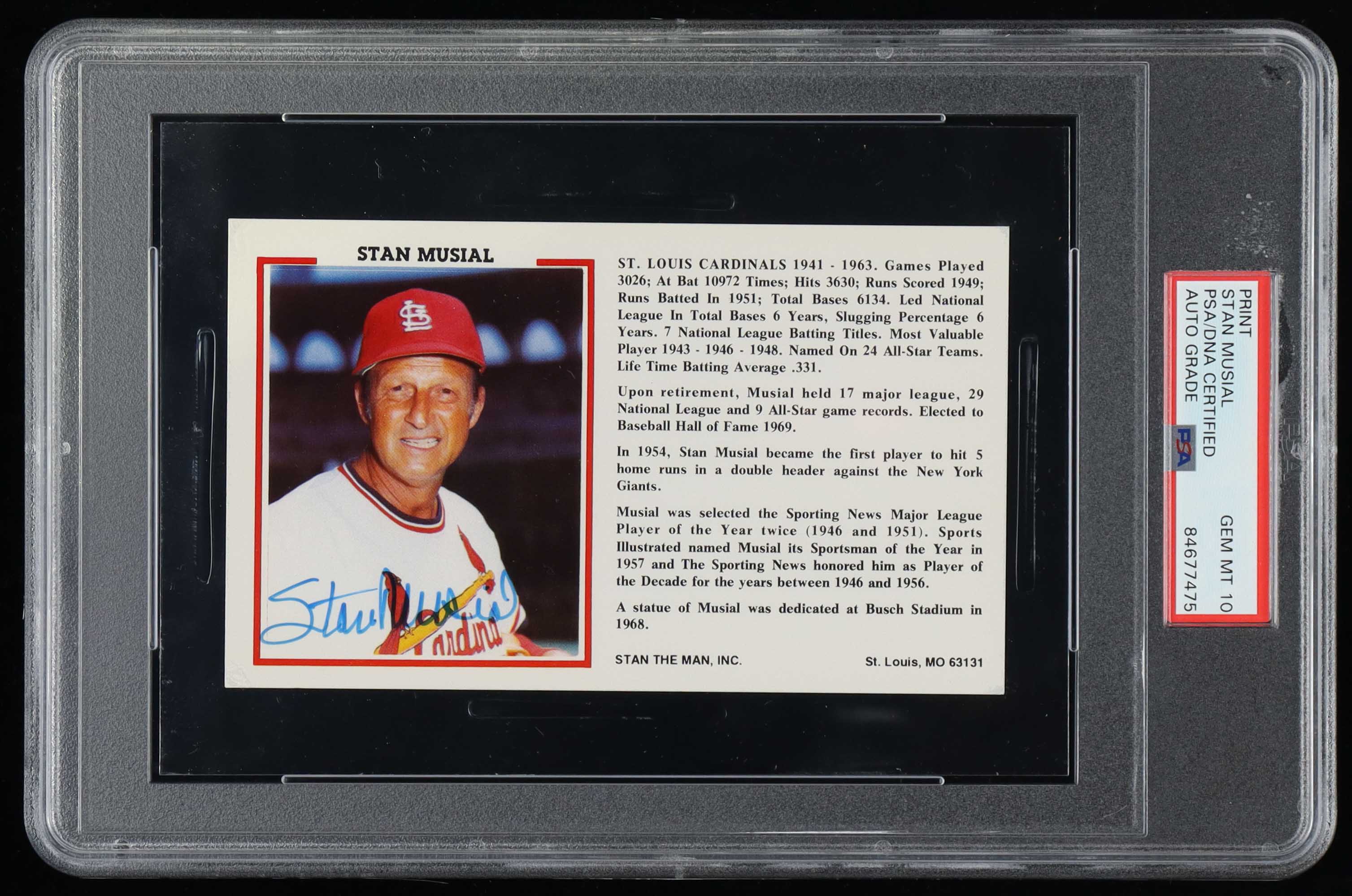 Stan Musial Signed Postcard (PSA) | Pristine Auction