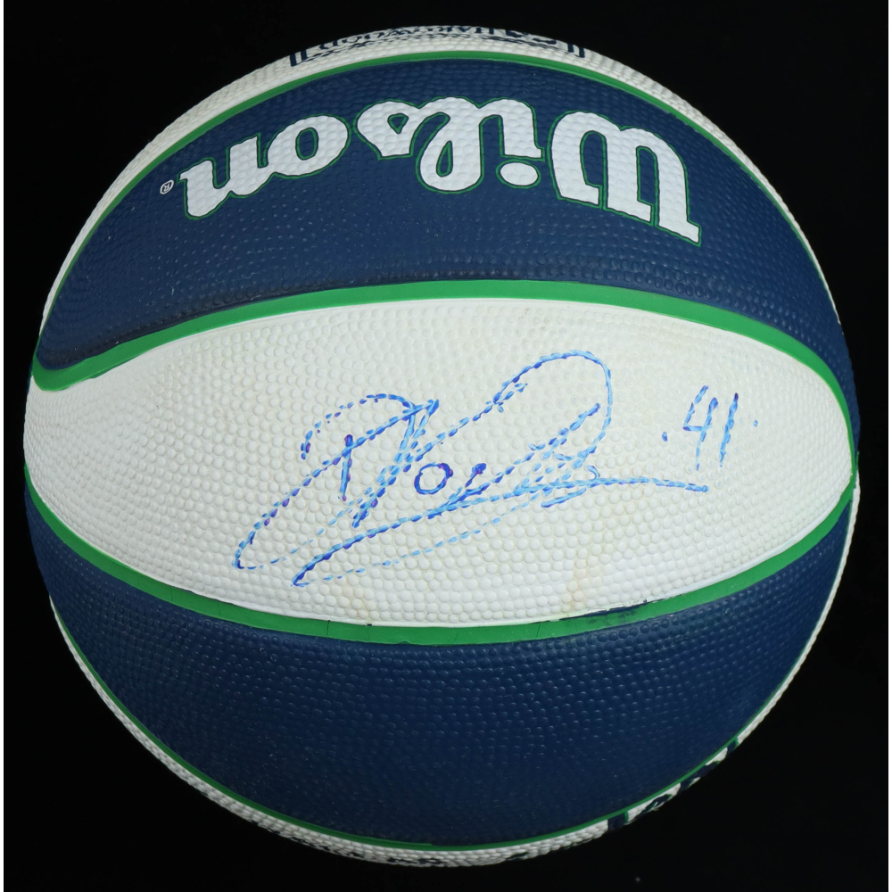 Dirk Nowitzki Signed Mavericks Logo Mini Basketball (Beckett ...