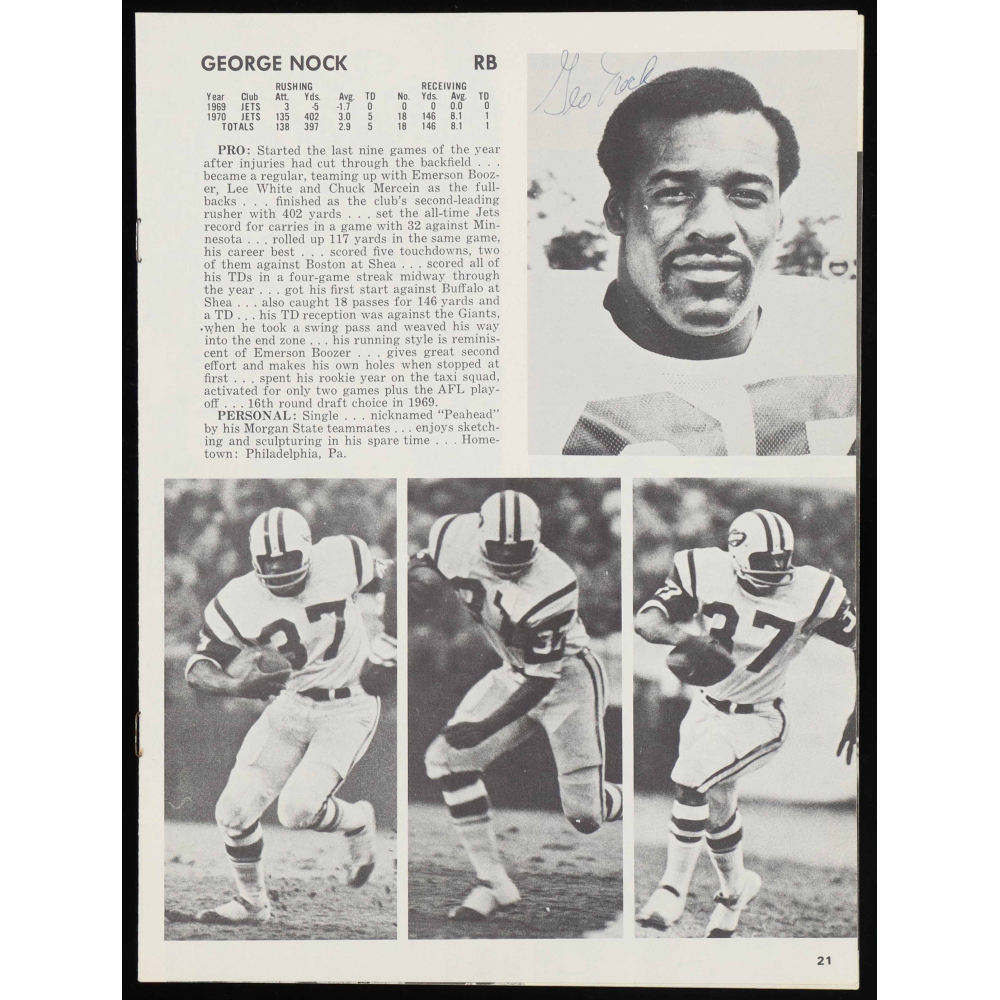 1971 Jets Multi-Signed Program with George Nock, Gerry Philbin, Mark ...