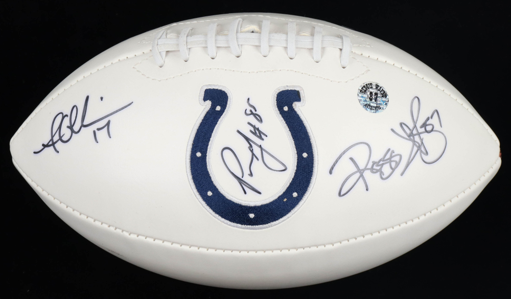 Reggie Wayne, Pierre Garcon & Austin Collie Signed Colts Logo Football ...