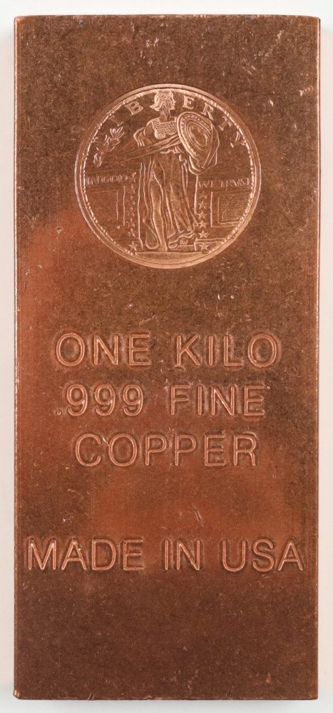 One Kilo .999 Fine Copper Liberty Design Bullion Bar | Pristine Auction