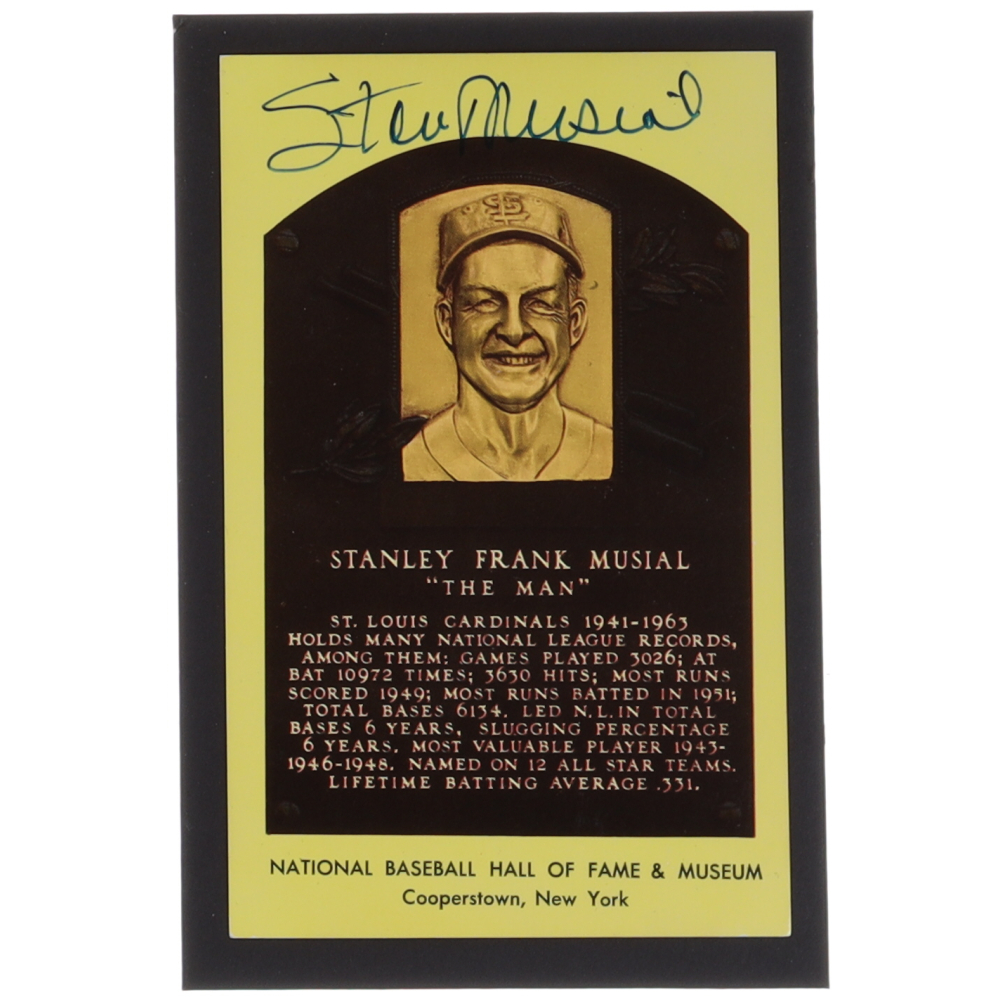 Stan Musial Signed Hall of Fame Plaque Postcard (JSA) | Pristine Auction