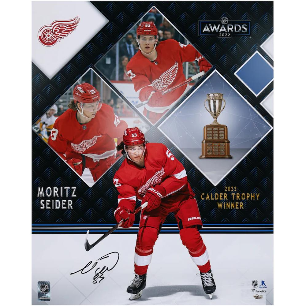 Moritz Seider Signed Red Wings 16x20 Photo (Fanatics) | Pristine Auction