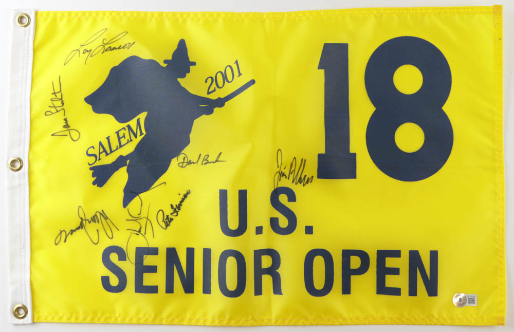 2001 US Senior Open Pin Flag Signed by (7) with Jim Albus, Larry ...