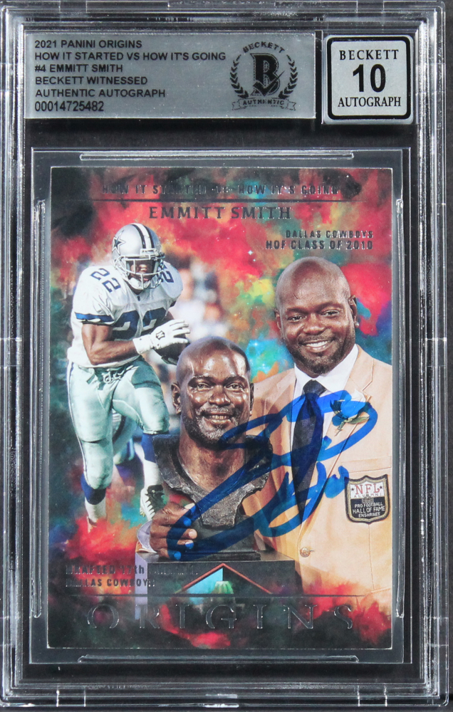 Emmitt Smith Signed 2021 Panini Origins How it Started vs How it's ...