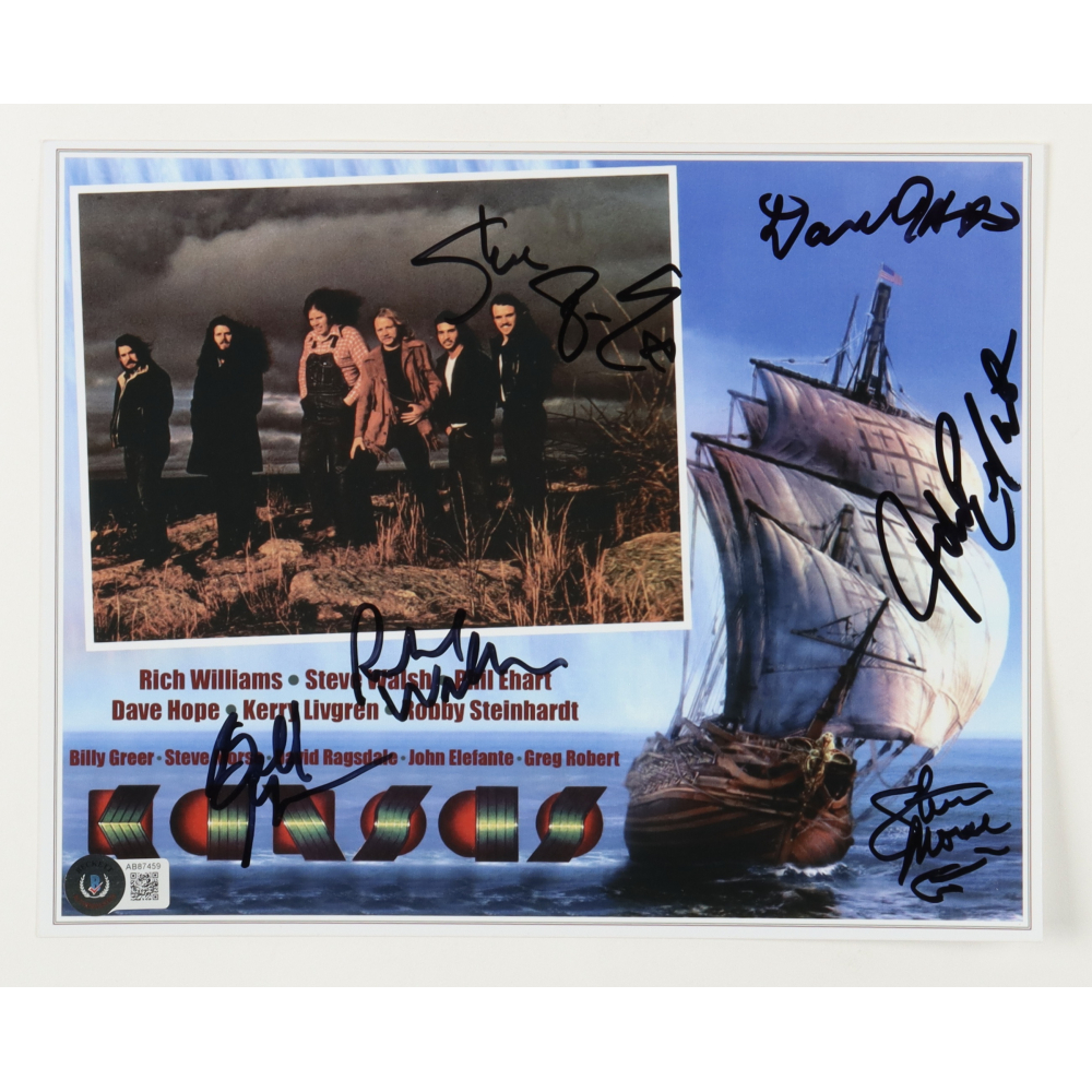 "Kansas" 8x10 Photo Signed by (6) With Phil Ehart, Steve Walsh, Dave ...
