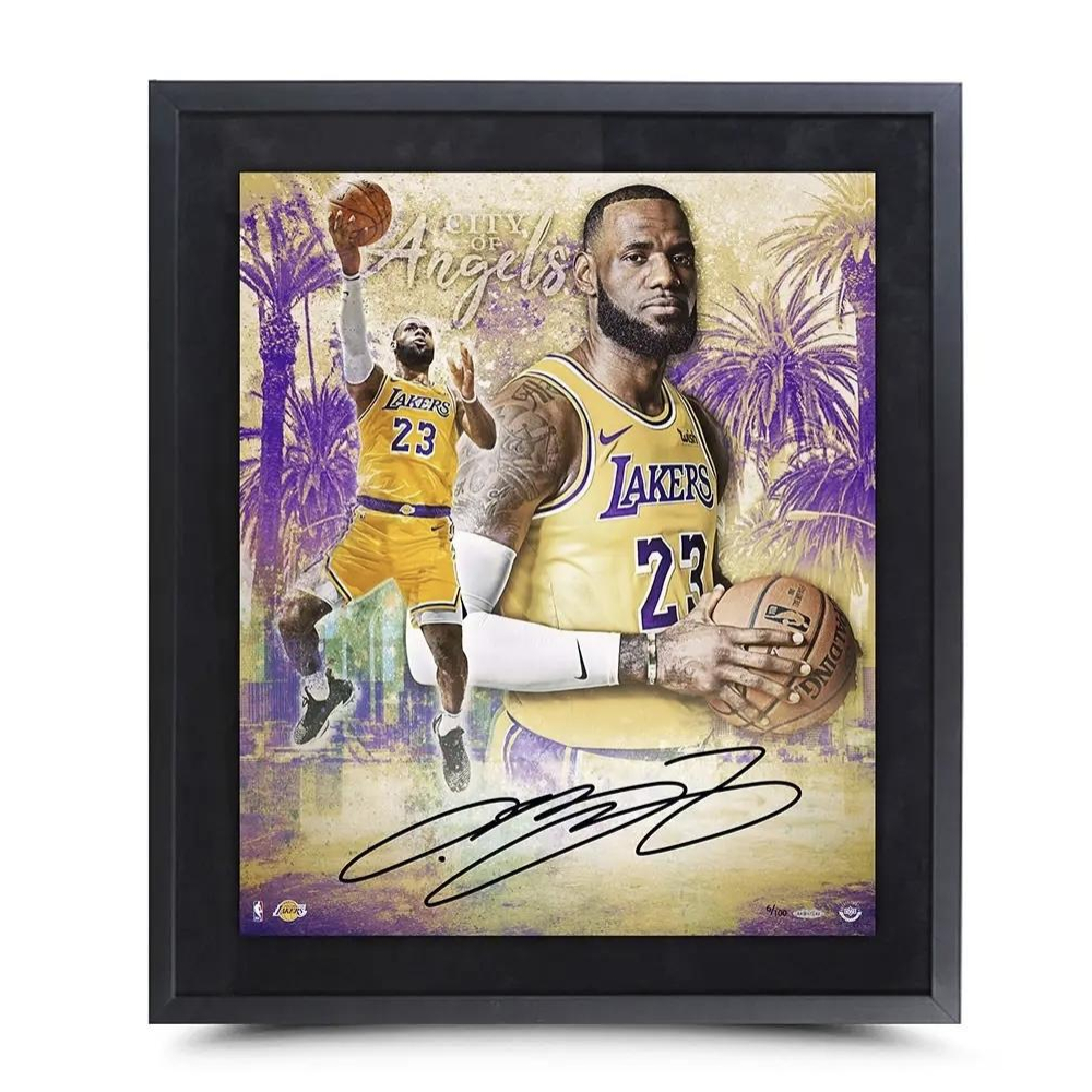 LeBron James Signed LE Lakers "City of Angels" Custom Framed Photo ...