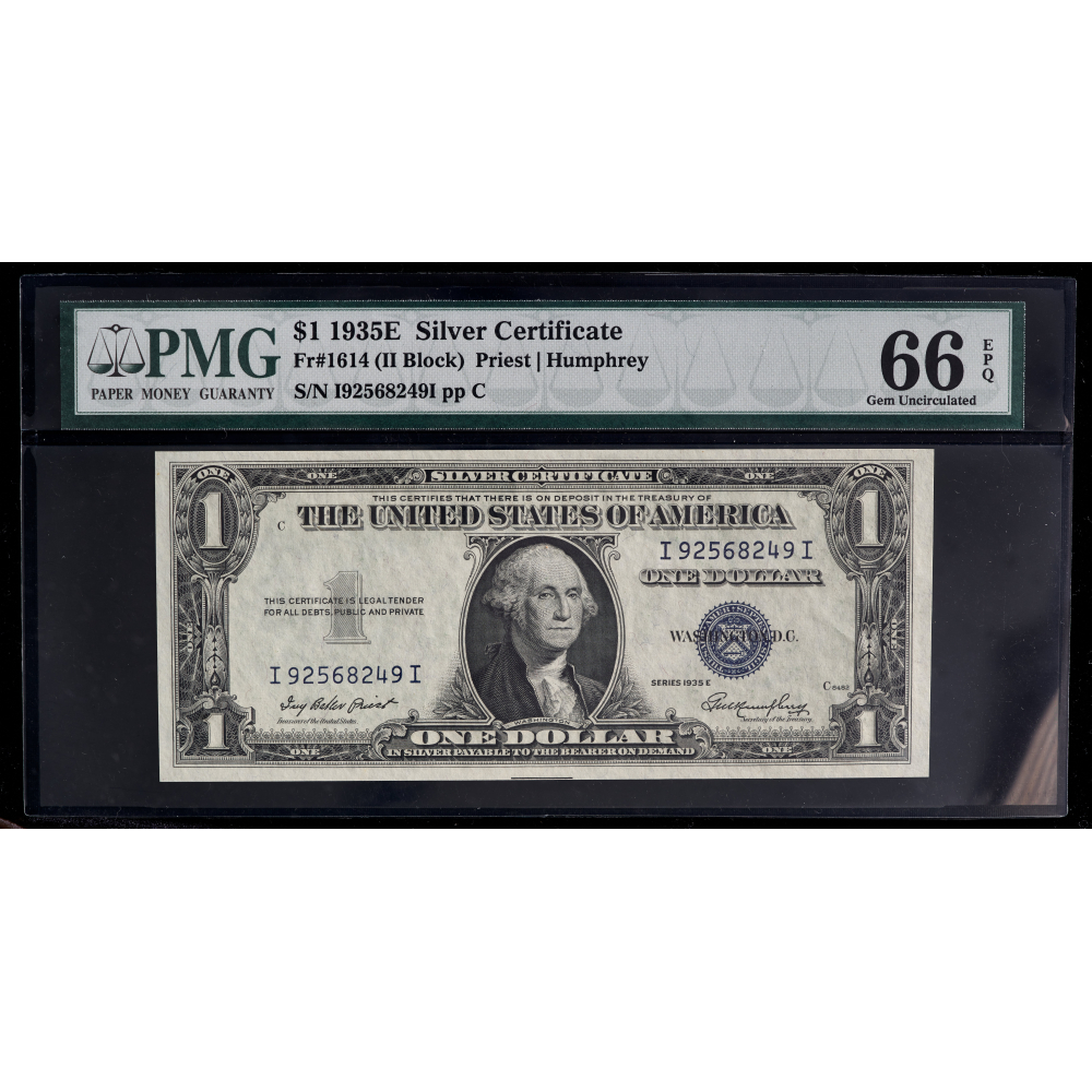 1935-E $1 Blue Seal Silver Certificate Bank Note (PMG Gem Uncirculated ...