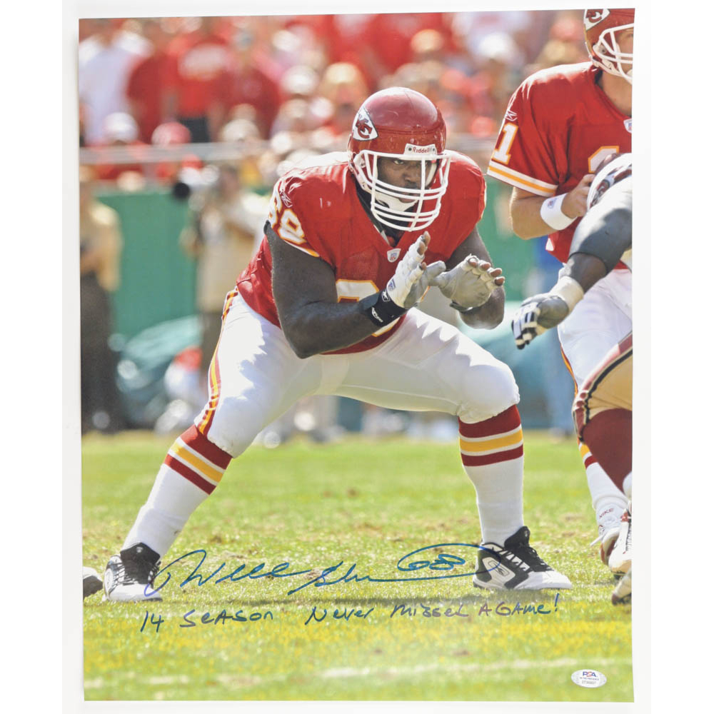 Will Shields Signed Chiefs 16x20 Photo Inscribed "14 Seasons Never ...