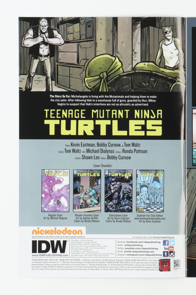Kevin Eastman Signed "Teenage Mutant Ninja Turtles" Issue #54 IDW Comic ...