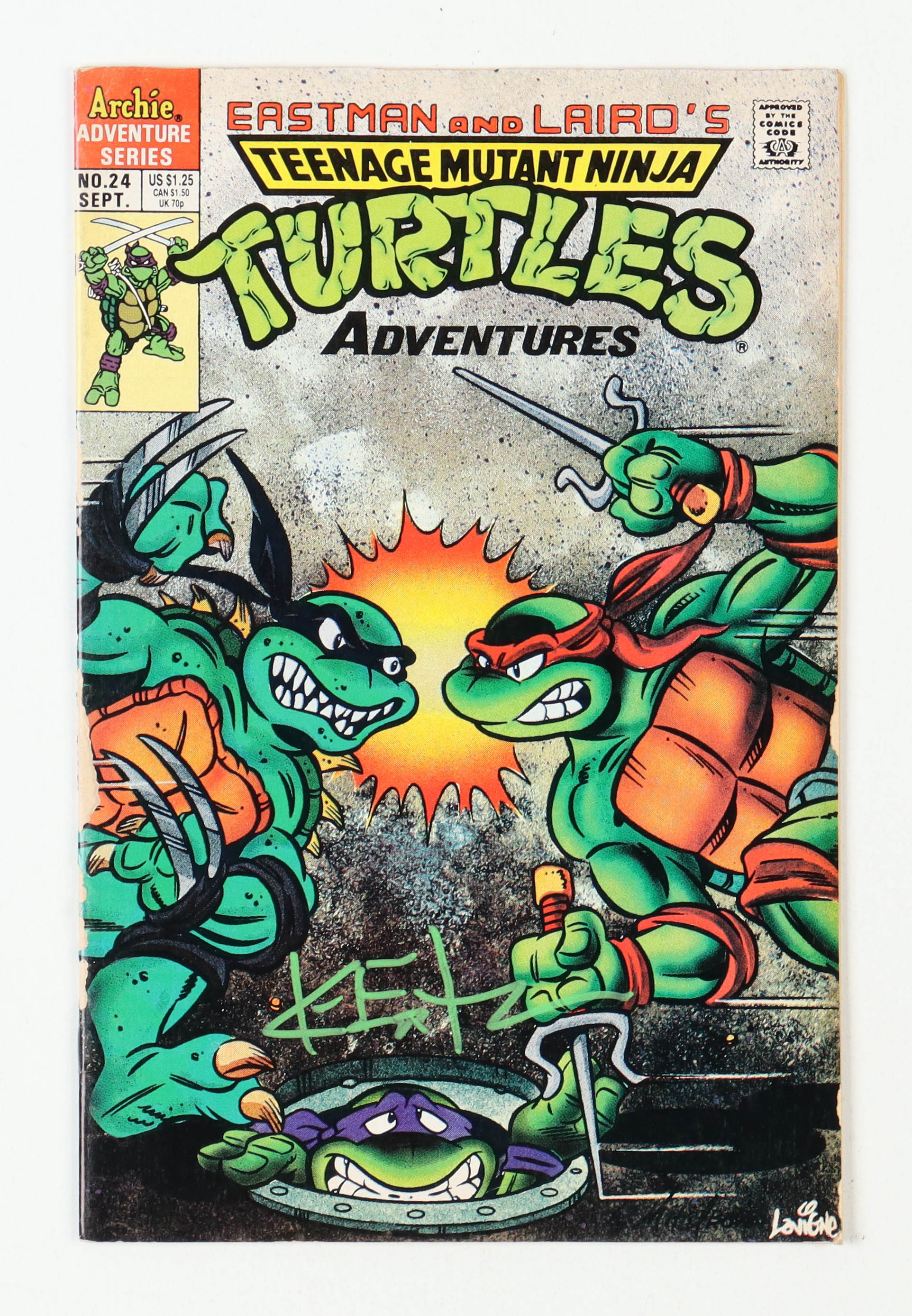 Kevin Eastman Signed "Teenage Mutant Ninja Turtles" Issue #24 Archie ...