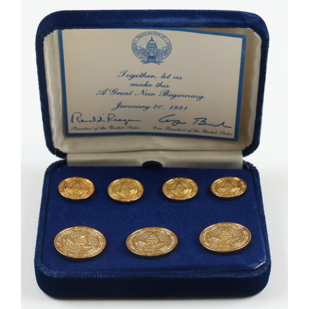 1981 (7) Button Set Commemorative Ronald Reagan and George H. W. Bush ...