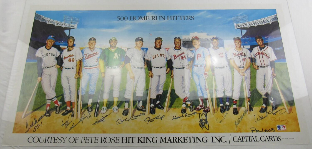 500 Home Run Hitters 21x38 Poster Signed by (11) with Mickey Mantle ...