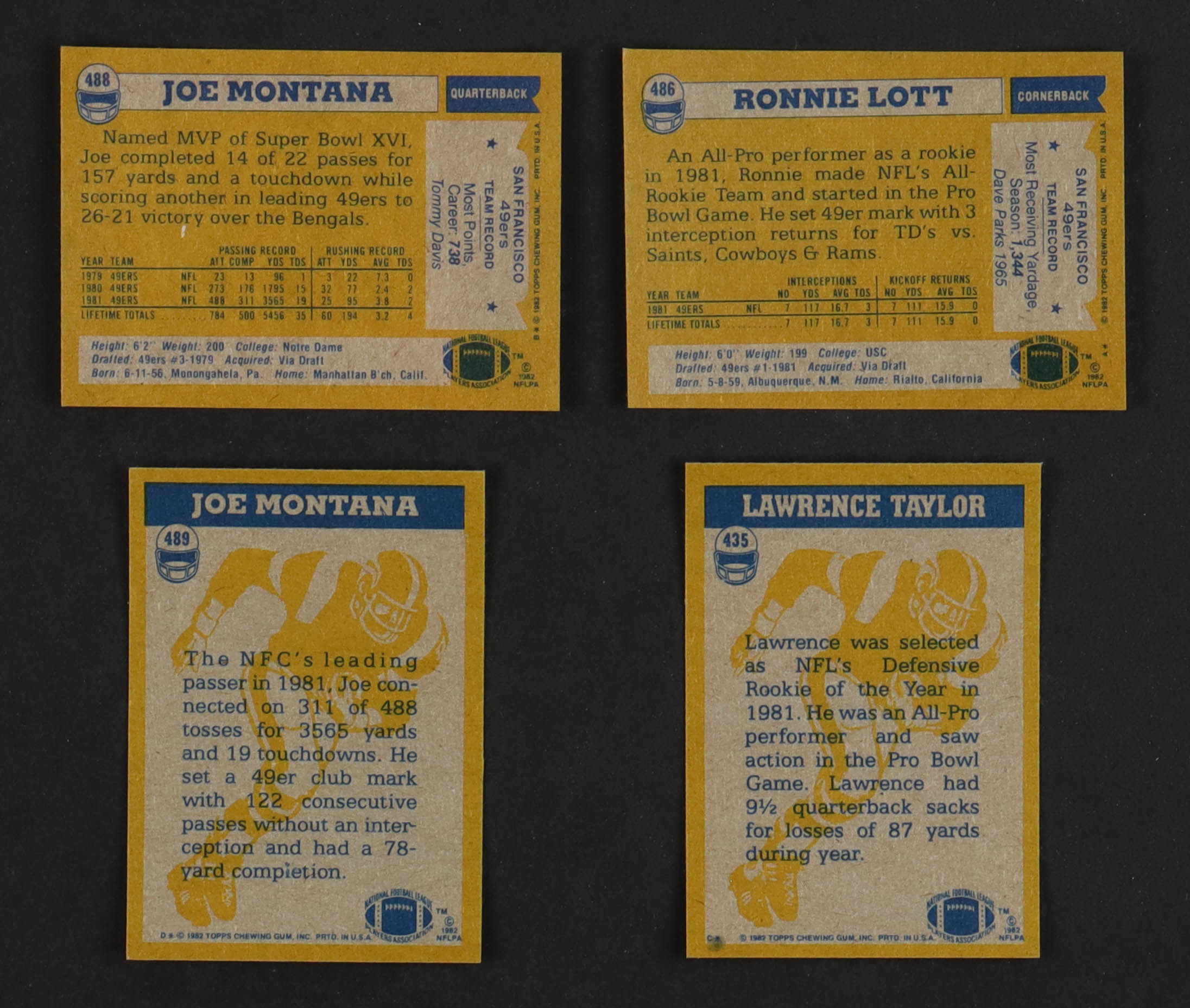 1982 Topps Football Complete Set of (528) Cards with Lawrence Taylor ...