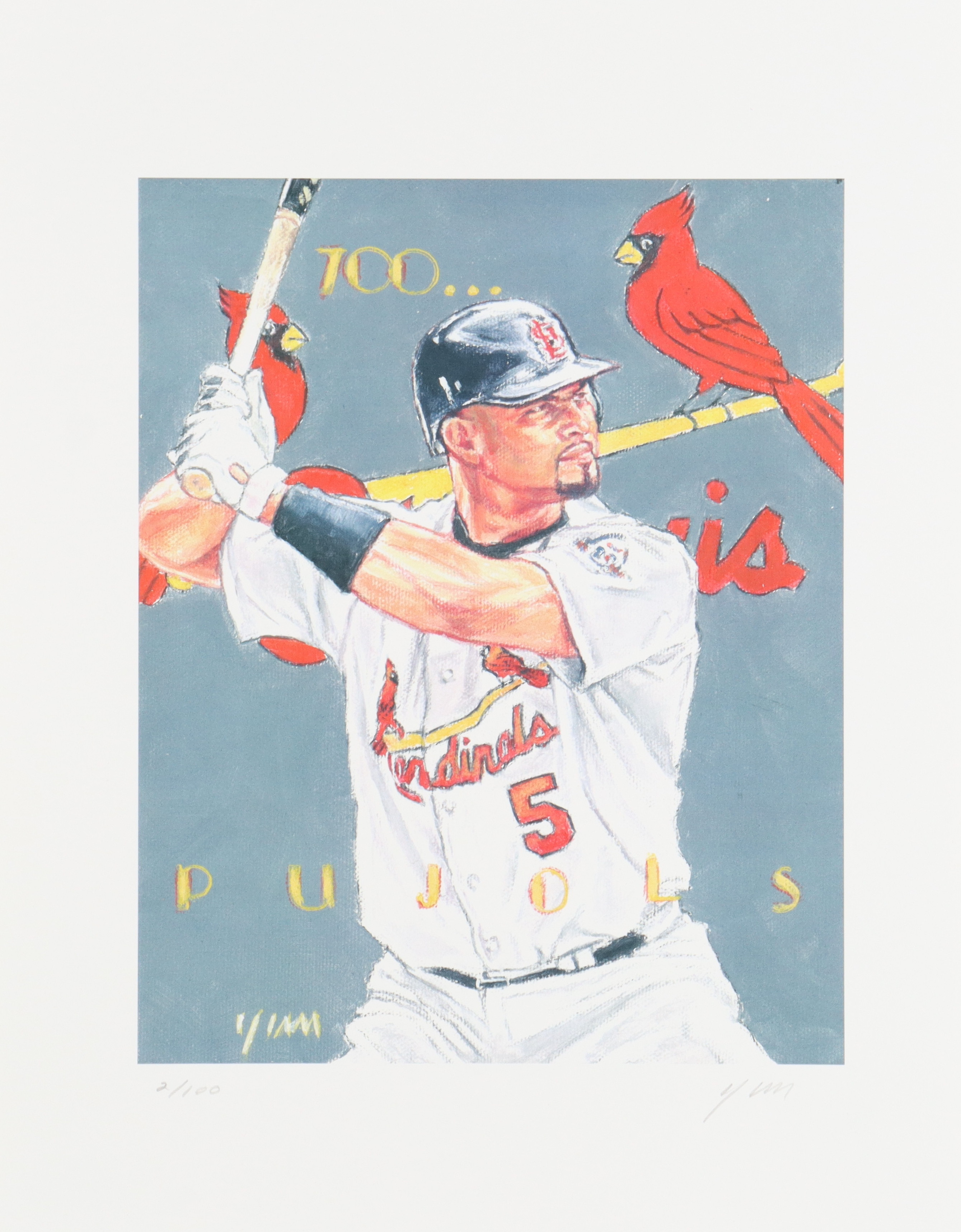 Albert Pujols - Cardinals - John Yim 11x14 Signed Limited Edition Lithograph #/100 (PA ...
