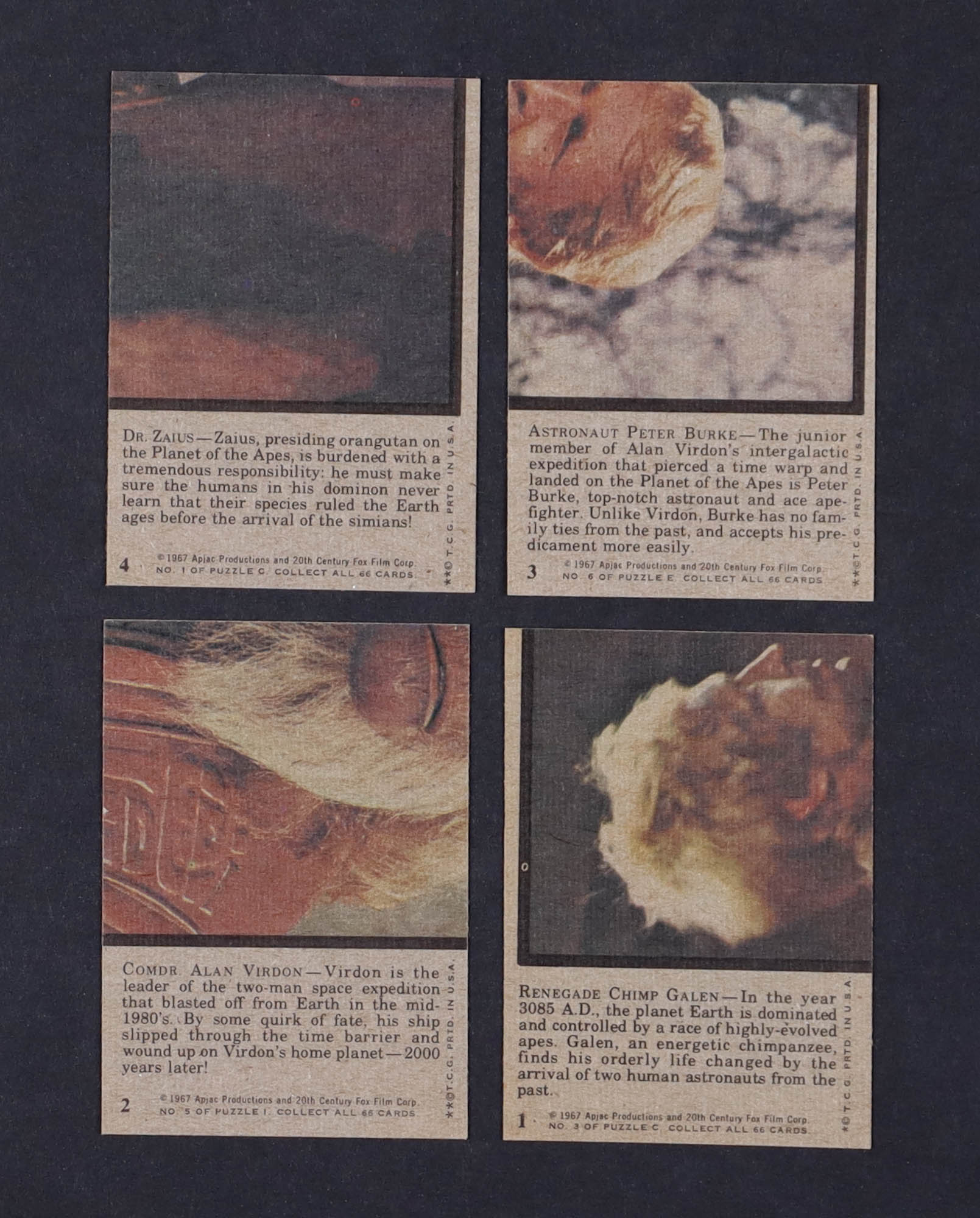 Complete Set of (66) 1975 Topps Planet of the Apes Trading Cards with ...
