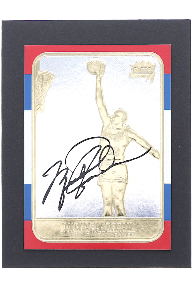 Michael Jordan 1997 Fleer Premier Prizm Refractor Black Signature 23Kt ...