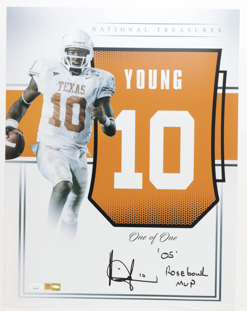 Vince Young Signed Texas Longhorns 16x20 Photo Inscribed "05 Rose Bowl ...