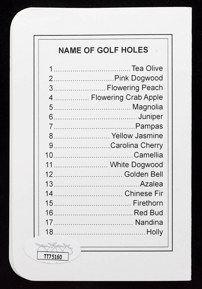Gary Player Signed Masters Augusta National Golf Club Scorecard (JSA ...