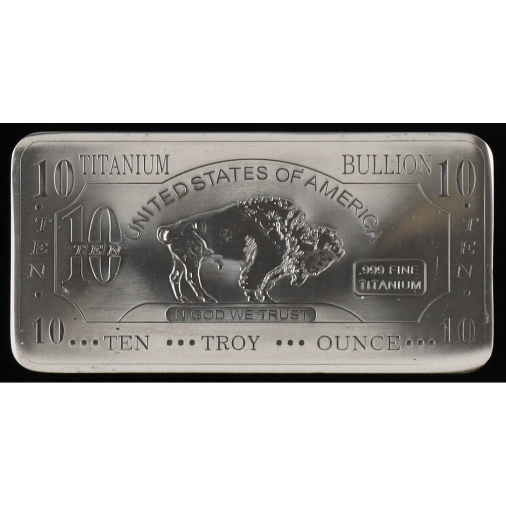 Ten Troy Ounce "Buffalo" .999 Fine Titanium Bullion Bar | Pristine Auction