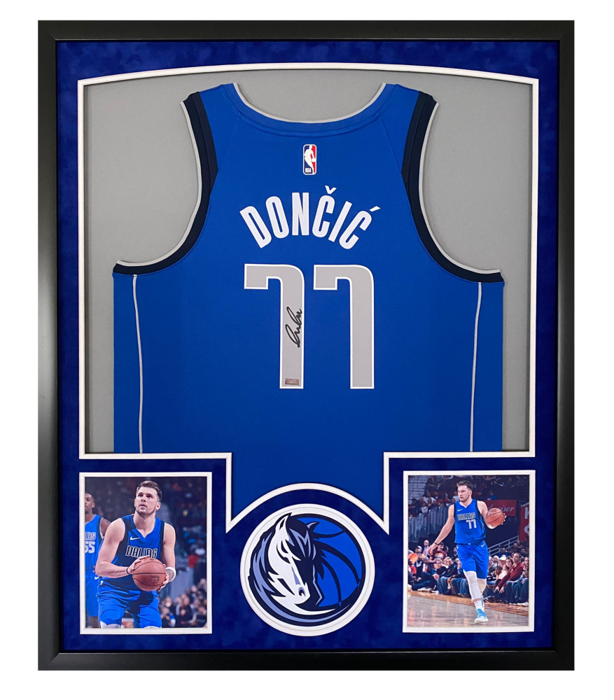 Luka Doncic Signed Mavericks Custom Framed Jersey Display with LED ...