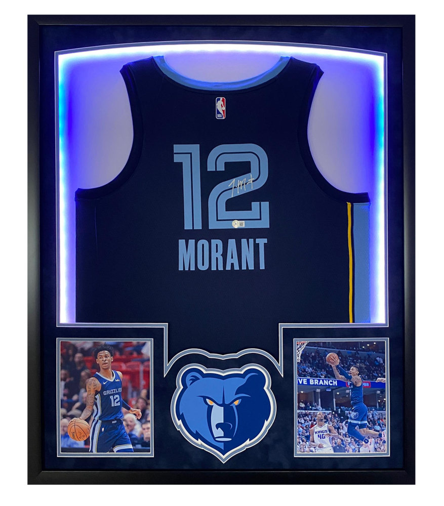 Ja Morant Signed Grizzlies 33x42 Custom Framed Jersey Display with LED ...