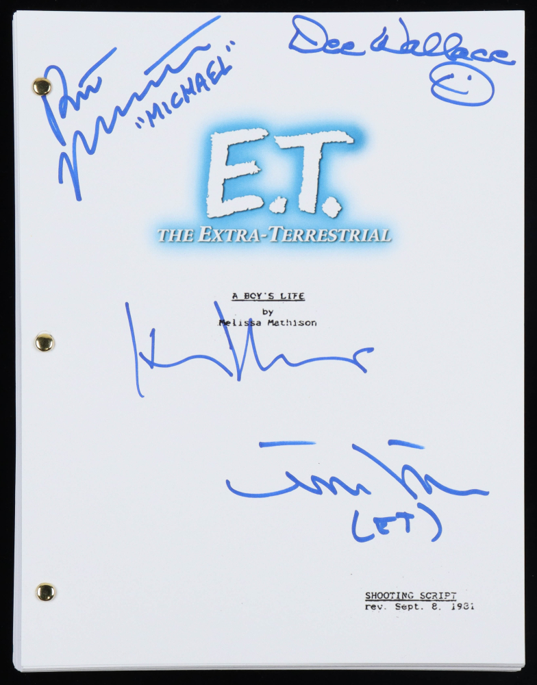 "E.T. The Extra-Terrestrial" Movie Script Signed By (4) with Dee ...